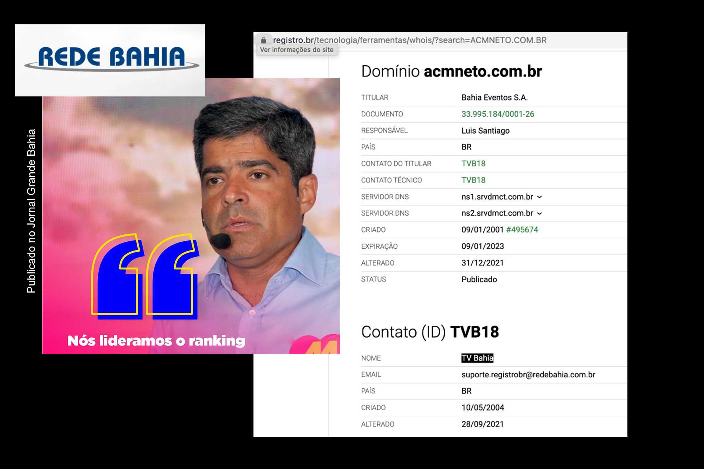 Rede Bahia confirma registro do domínio de ACM Neto na internet no ...